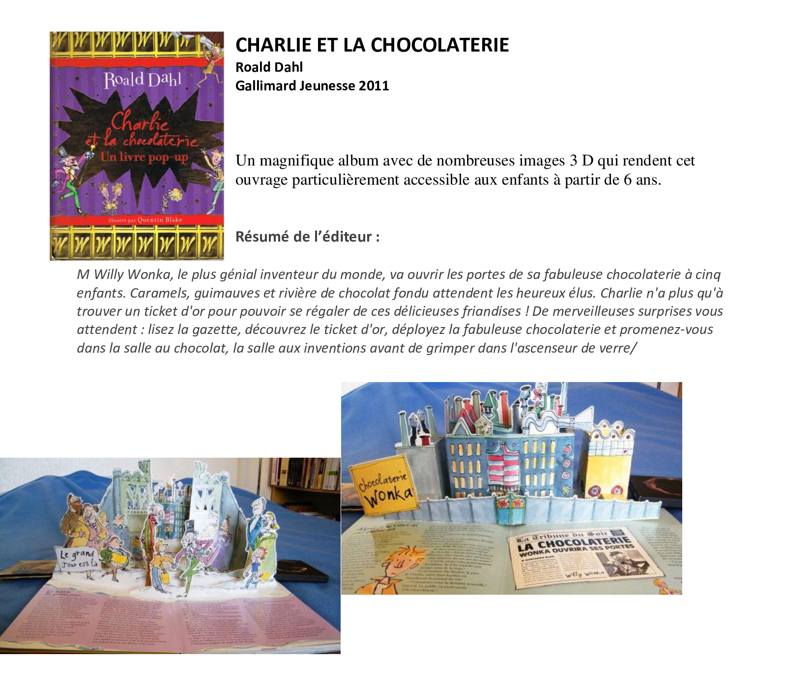 LIVRE ANIME OU POP UP POUR PETITS ET GRANDS